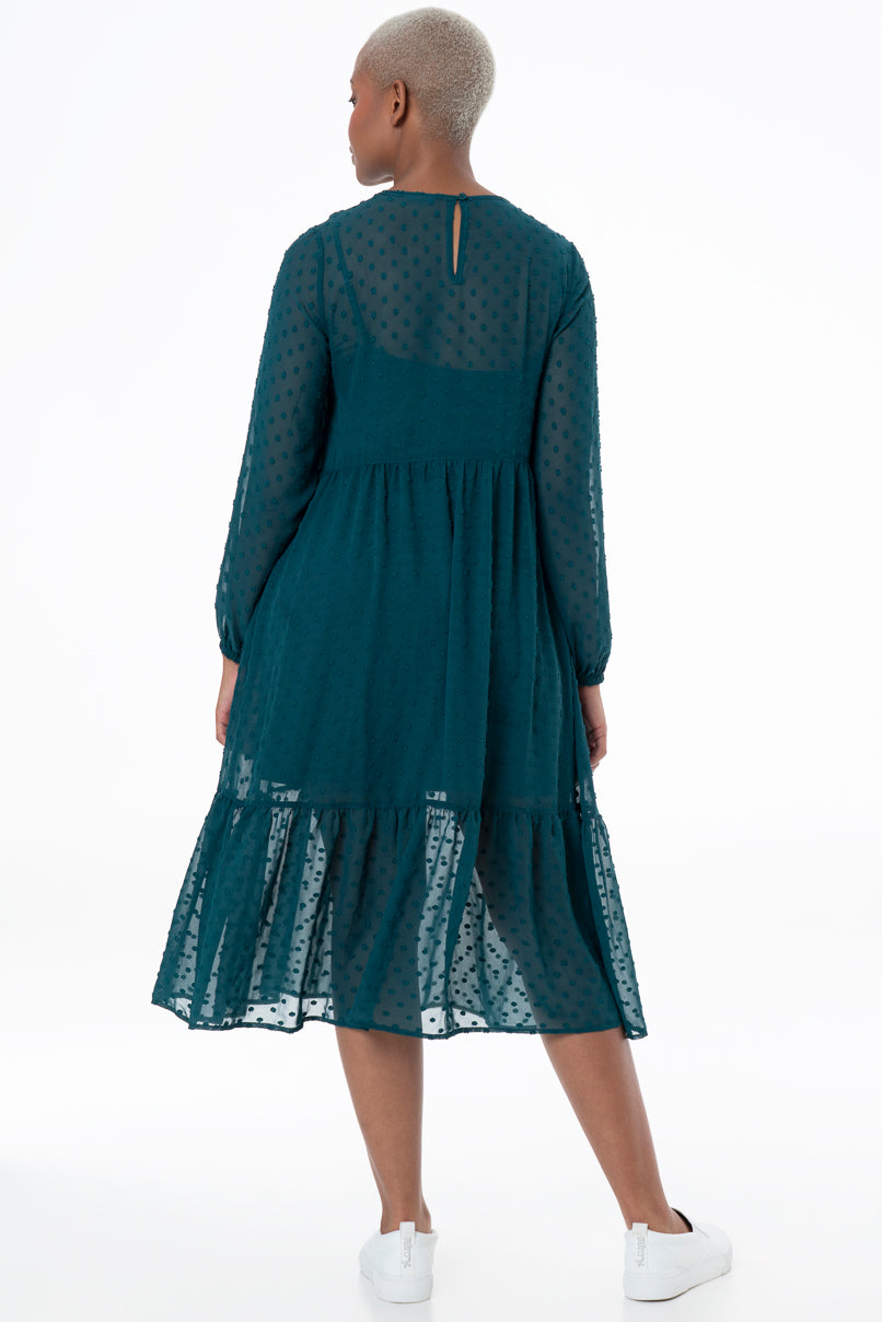 Sheer Midi Dress _ 147247 _ Green from REFINERY – Refinery